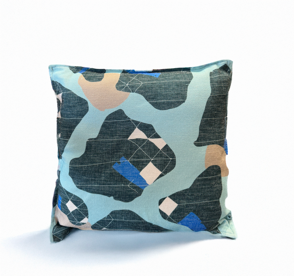 Blue Geometric Cushion – Design Revival Online